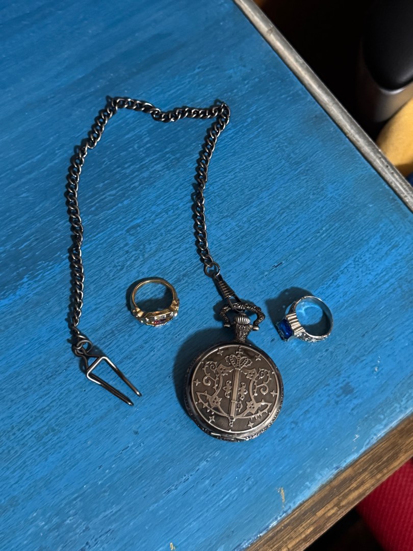 Black Butler Kuroshitsuji Pocket Watch and Rings Set, Women's Fashion ...