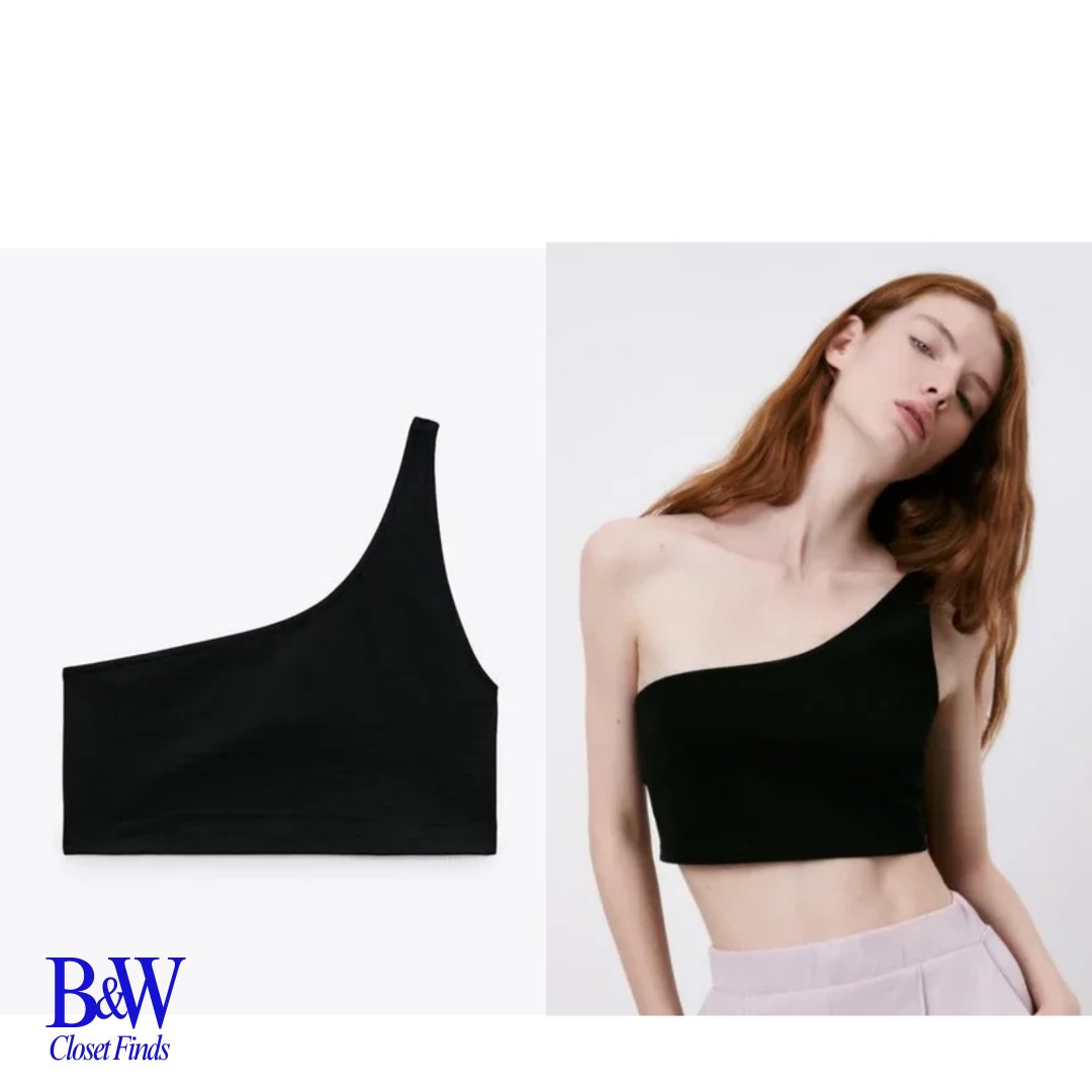 BNEW Zara Black One Sided Bra Top, Women's Fashion, Activewear on Carousell