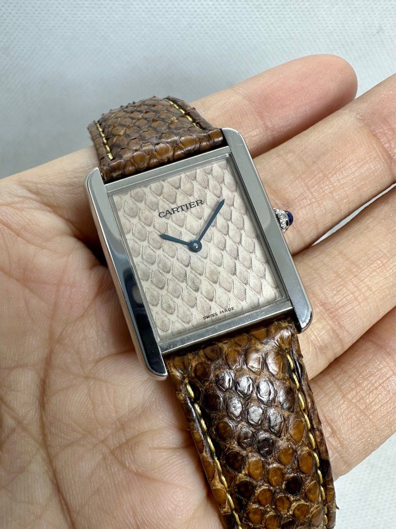 Cartier Tank Solo Large 27.4mm Ivory Python Quartz Watch, Men's Fashion, Watches & Accessories ...