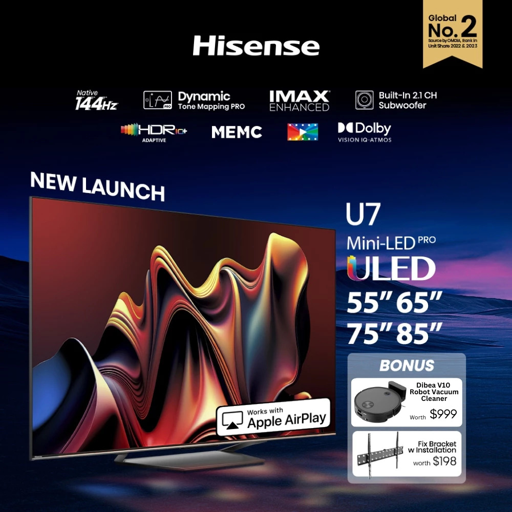 Hisense U7N 55/65/75/85 inch ULED 4K Mini LED PRO Smart TV | 144Hz ...