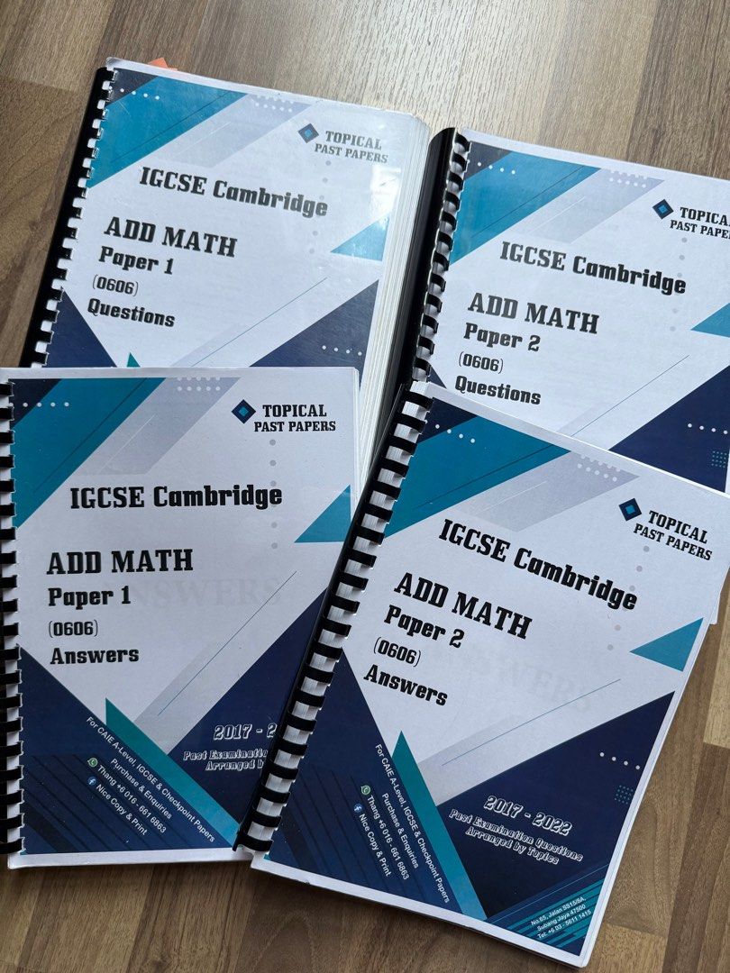 IGCSE Cambridge Additional Mathematics 0606 Topical Past Year Papers ...