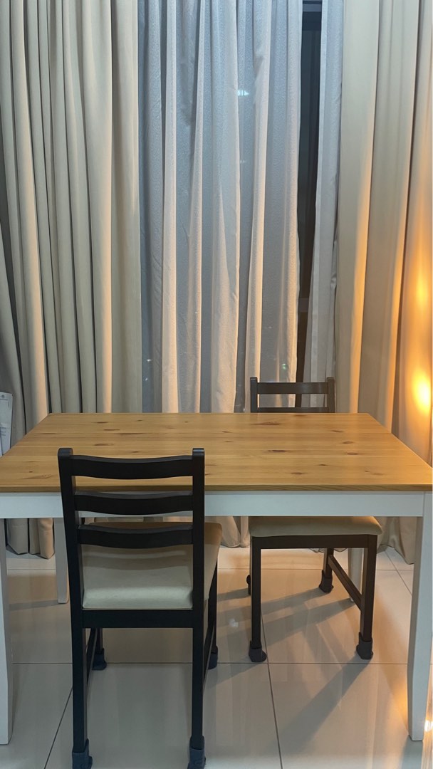 IKEA Lerhamn table with 2 chairs, Furniture & Home Living, Furniture ...