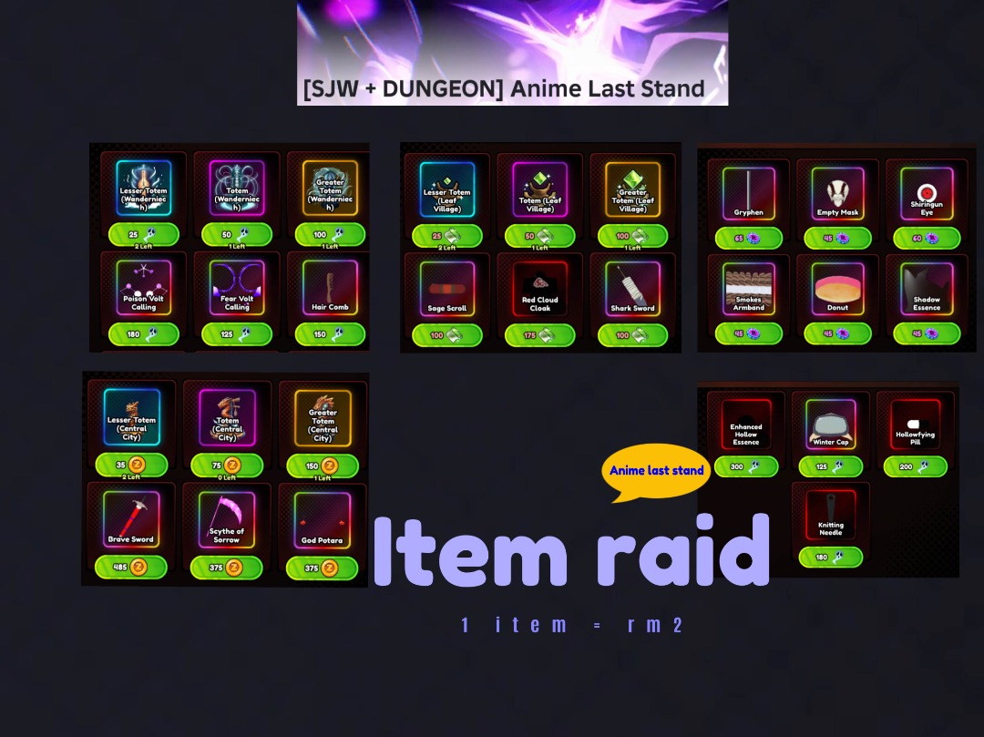 ITEM RAID ANIME LAST STAND, Video Gaming, Gaming Accessories, In-Game ...