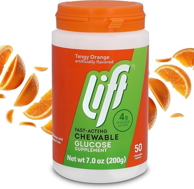 Lift | Fast-Acting Glucose Chewable Energy Tablets | Orange | 50 ct Jar ...