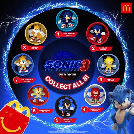 McDonald's Happy Meal Sonic 3 The Hedgehog January 2025, Hobbies & Toys, Toys & Games on Carousell