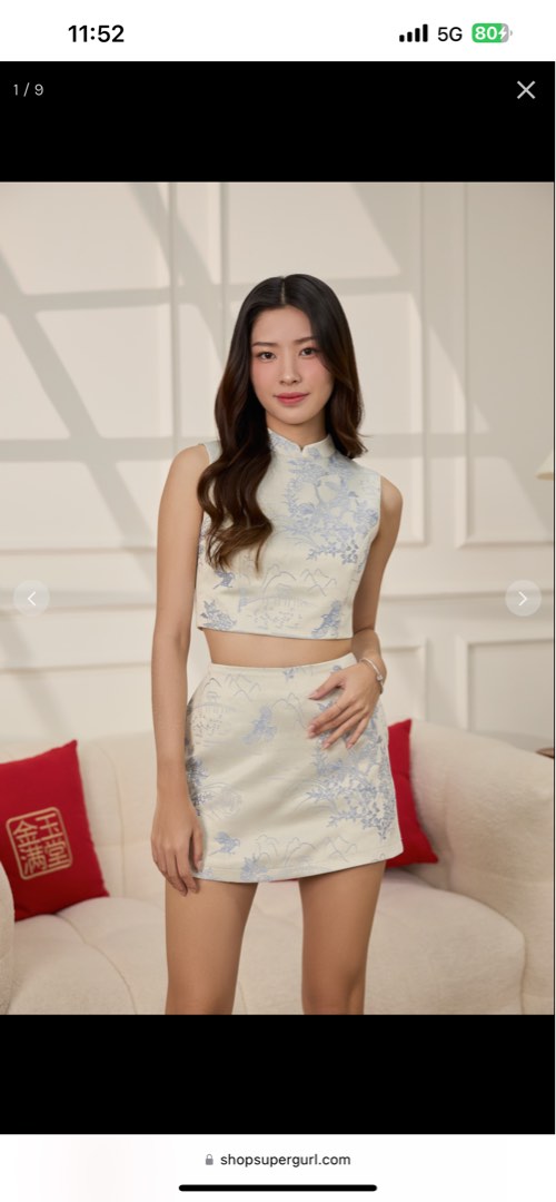 MODERN MANDARIN COLLAR TOP AND SKORT (BLUE), Women's Fashion, Dresses ...
