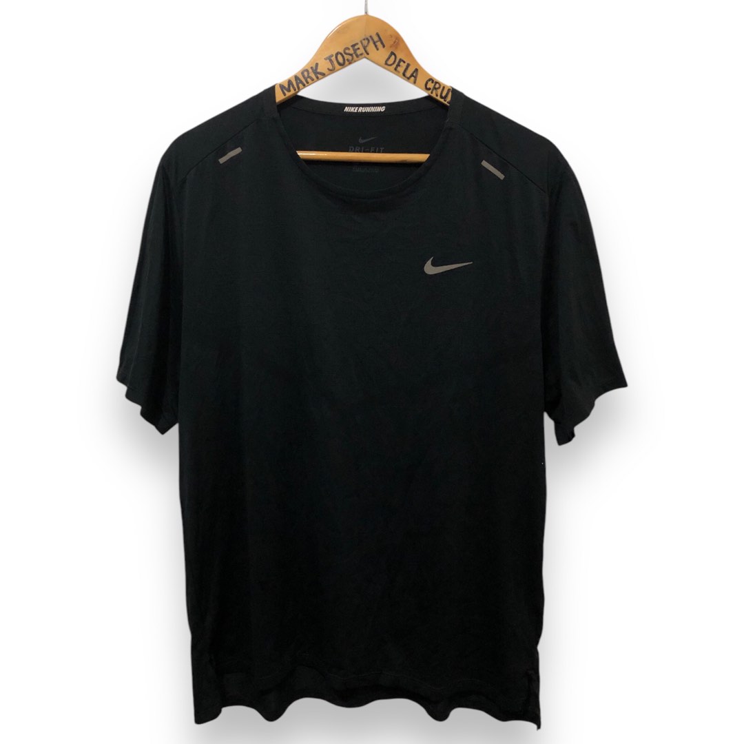 NIKE REFLECTORIZED SIDE SWOOSH RUNNING DRI-FIT BLACK TSHIRT, Men's ...