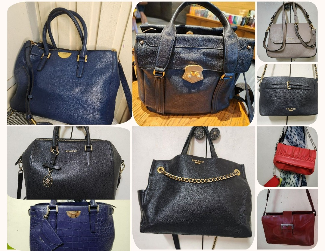 NINA RICCI genuine leather crossbody bag sling bag laptop bag, Women's ...