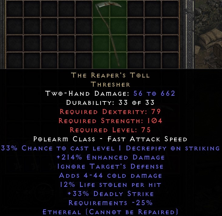 (Non-Ladder) Ethereal Reaper's toll for your mercenary use. D2R, Video ...