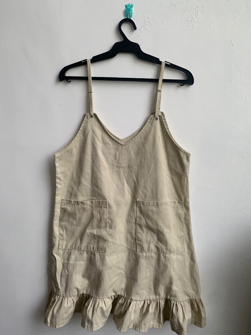 PASTEL GREEN COQUETTE RUFFLE DUNGAREE PINAFORE DRESS, Women's Fashion ...