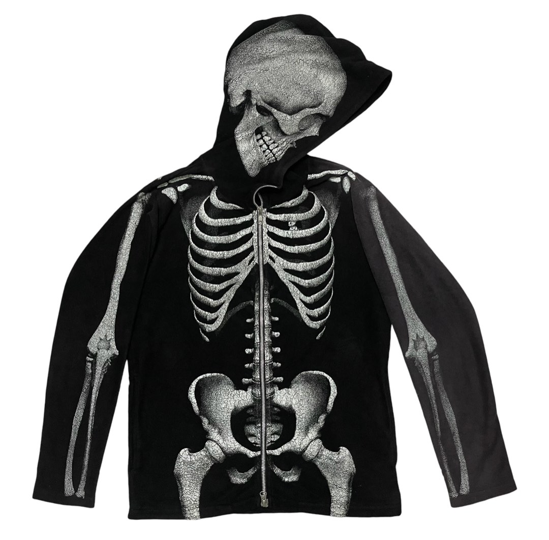 RARE PPFM SKELETON FLEECE HOODIE SUN FADED, Men's Fashion, Tops & Sets ...