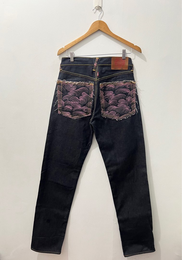 RED MONKEY CO - LOT 1001 ENCHANTED PINK TSUNAMI WAVE SELVEDGE JEANS ...
