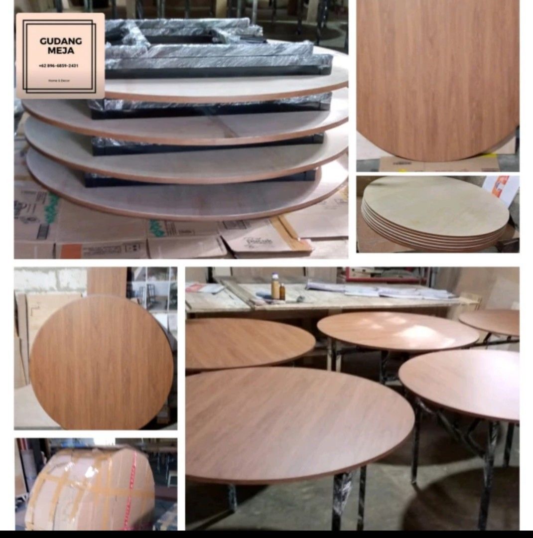 Round Table D160/75 meja bulat lipat model otomatis, Perabotan Rumah di ...