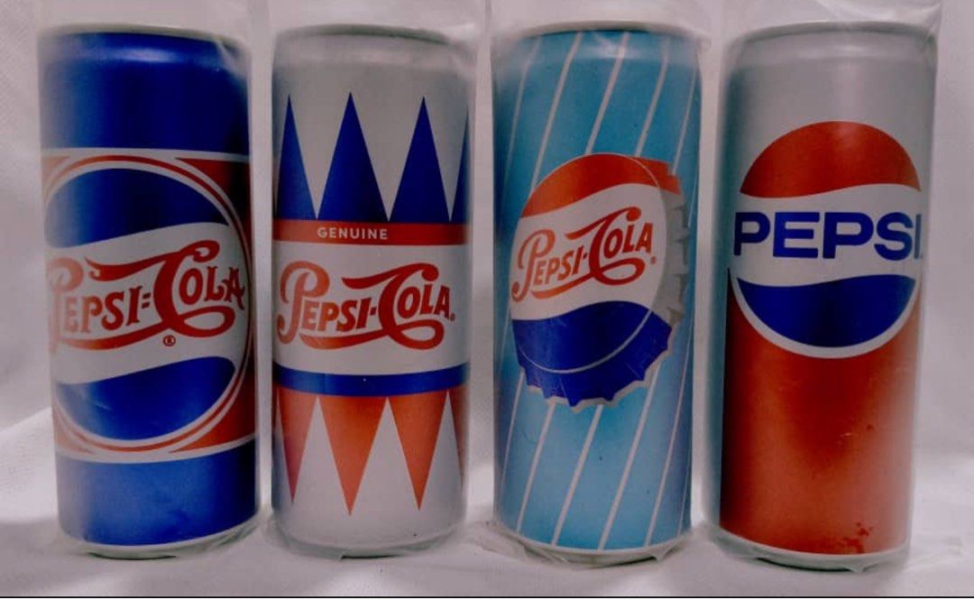 Set of four Pepsi Classic Logos Limited Edition Cans. Depicting Pepsi ...