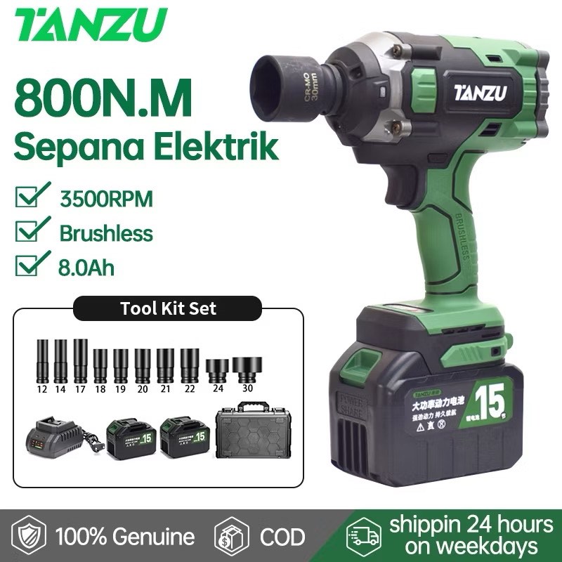 🔥TANZU 🔥 800N.M Brushless Impact Wrench Cordless Heavy Duty Torque ...