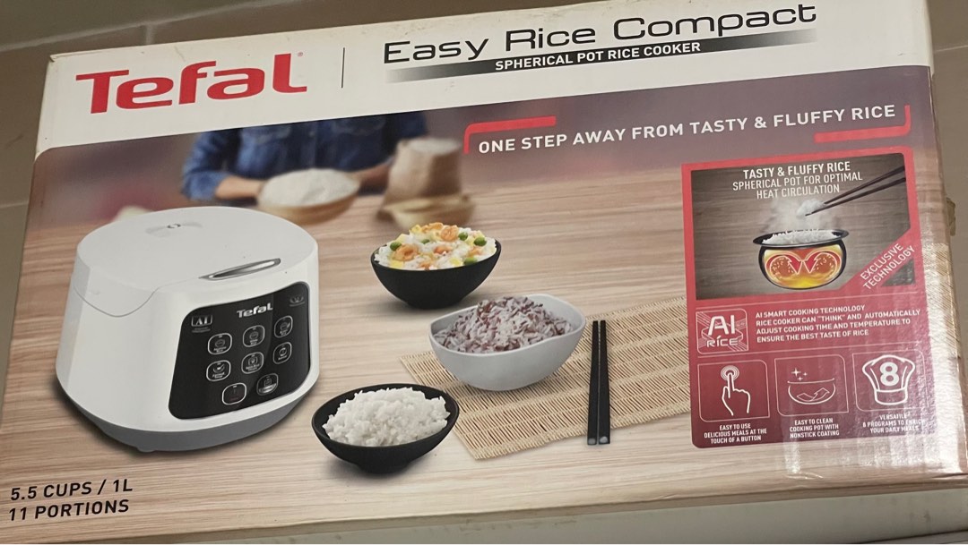 Tefal Easy Rice Compact Fuzzy Logic Rice Cooker 1.0L, TV & Home Appliances, Kitchen Appliances ...
