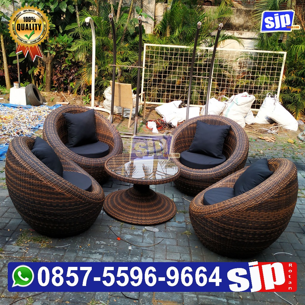 1 set pengrajin sofa rotan sintetis bulat mewah, Desain & Kerajinan Tangan, Alat & Bahan ...