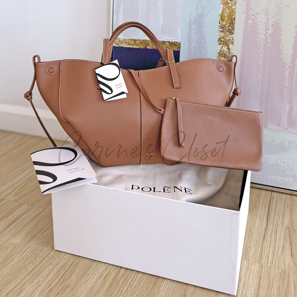 Authentic POLENE Cyme Mini Bag Textured Camel, Luxury, Bags & Wallets ...