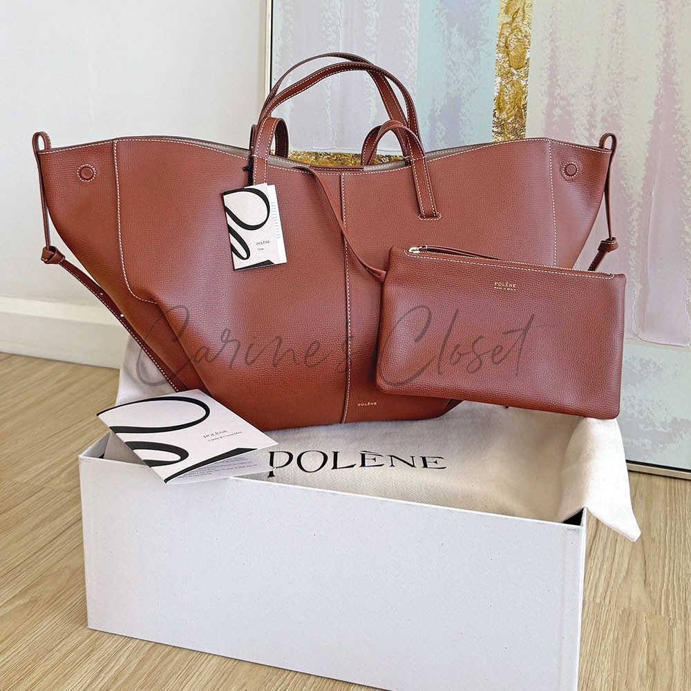 Authentic POLENE Cyme Bag Textured Cognac for Pre-order, Luxury, Bags ...