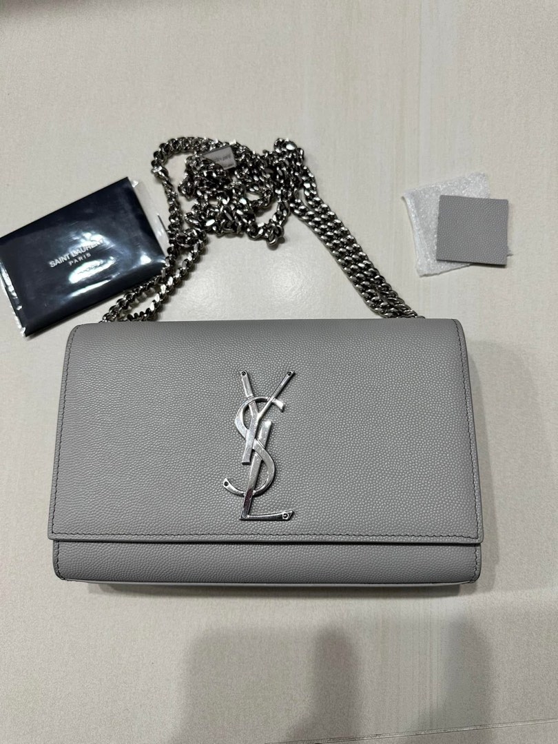 Authentic YSL Kate Silver small Bag, Luxury, Bags & Wallets on Carousell
