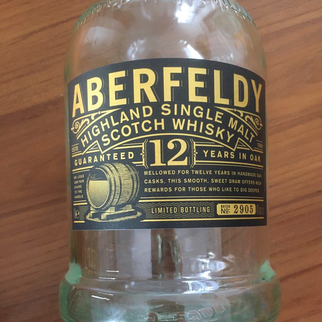 Botol Kaca Kosong Minuman Alkohol ABERFELDY Highland Single Malt Scotch ...