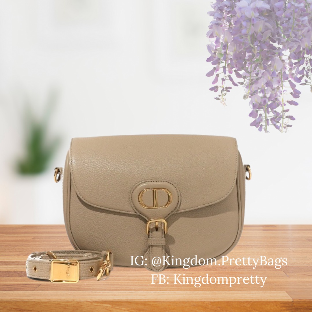 Christian Dior Bobby Medium Curved Flap Bag in Beige Grained Leather CD Logo Pre-order, Luxury ...