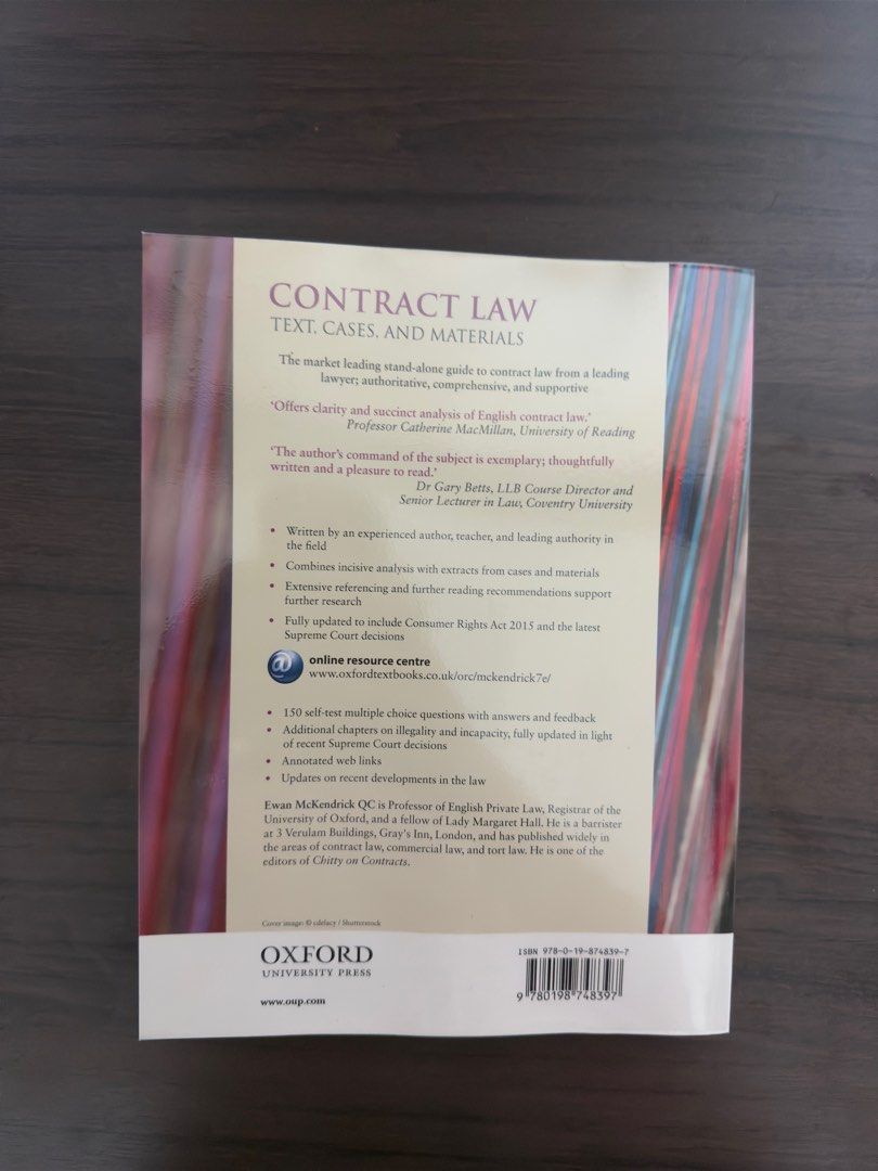 Contract Law: Text, Cases and Materials by McKendrick (7th Edition ...