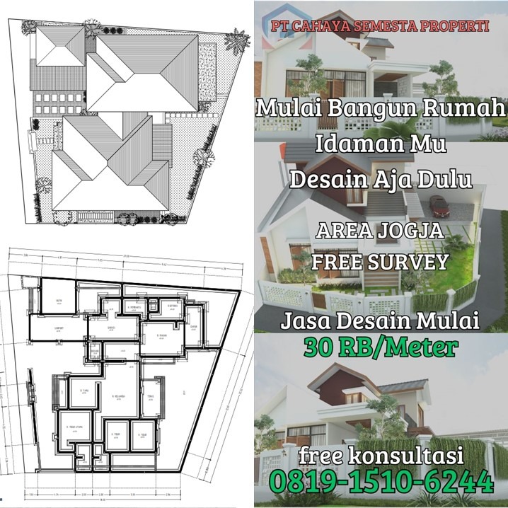 Desain Rumah Jogja: Denah dan RAB yang Lengkap dan Jelas, Properti, Lainnya di Carousell