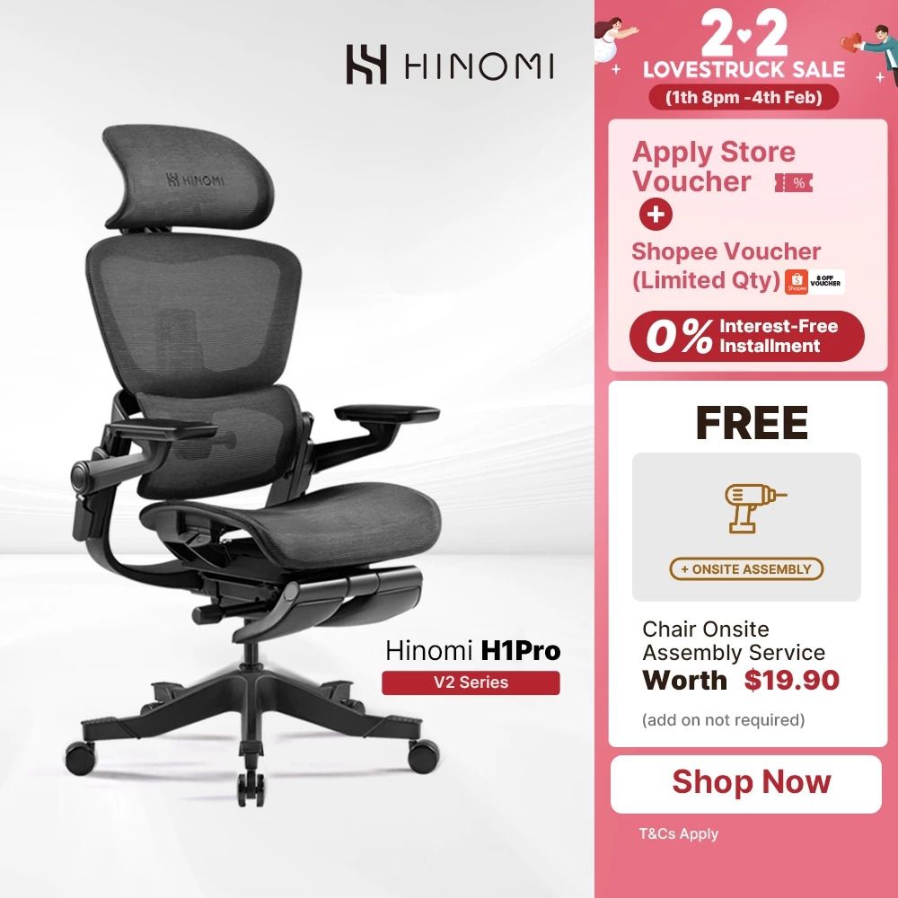 Hinomi H1Pro Ergonomic Home Office Chair Foldable With Leg Rest and Flip-up Armrest | Gaming ...