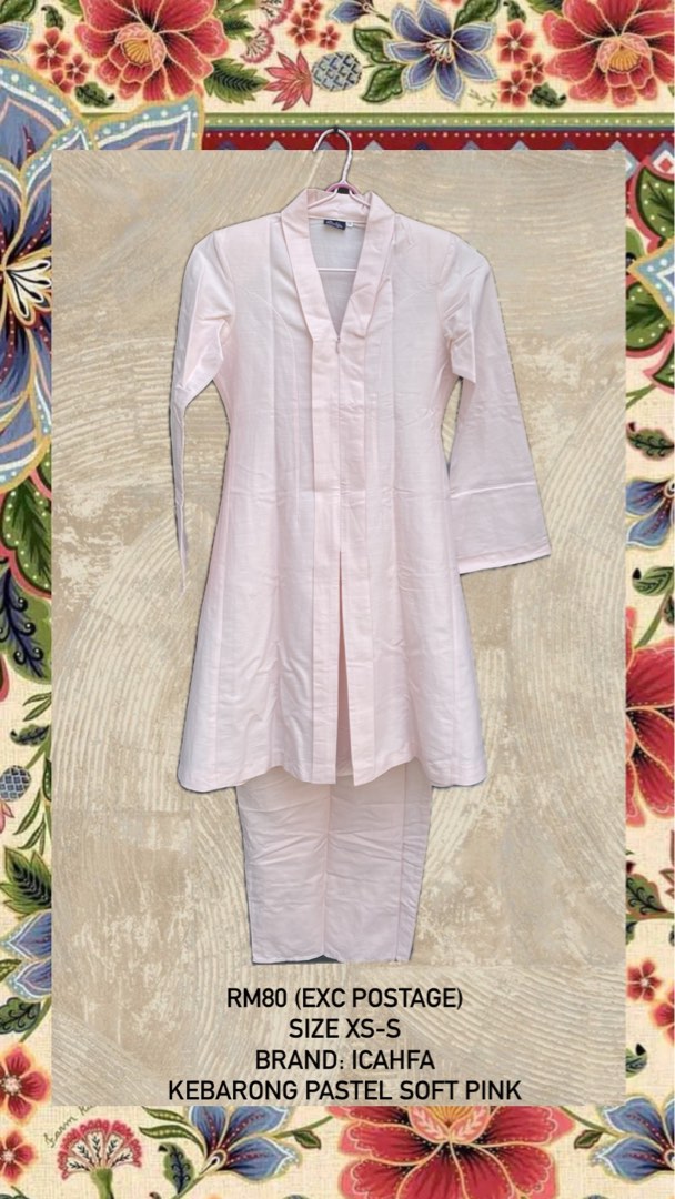 KEBARONG PASTEL PINK, Women's Fashion, Muslimah Fashion, Baju Kurung ...