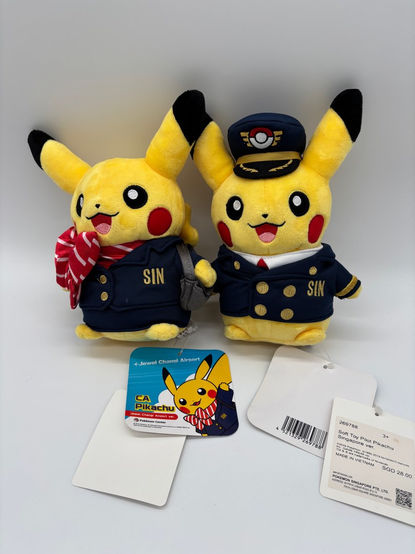 Lot of 2 Pikachu Plush Singapore Changi Jewel Pokemon Centre Exclusive ...