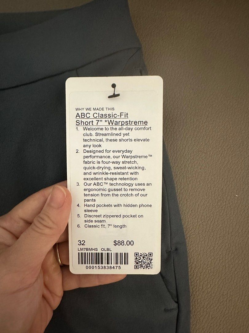 Lululemon ABC Classic-Fit Short 7” Warpstreme Size 32, Men's Fashion ...