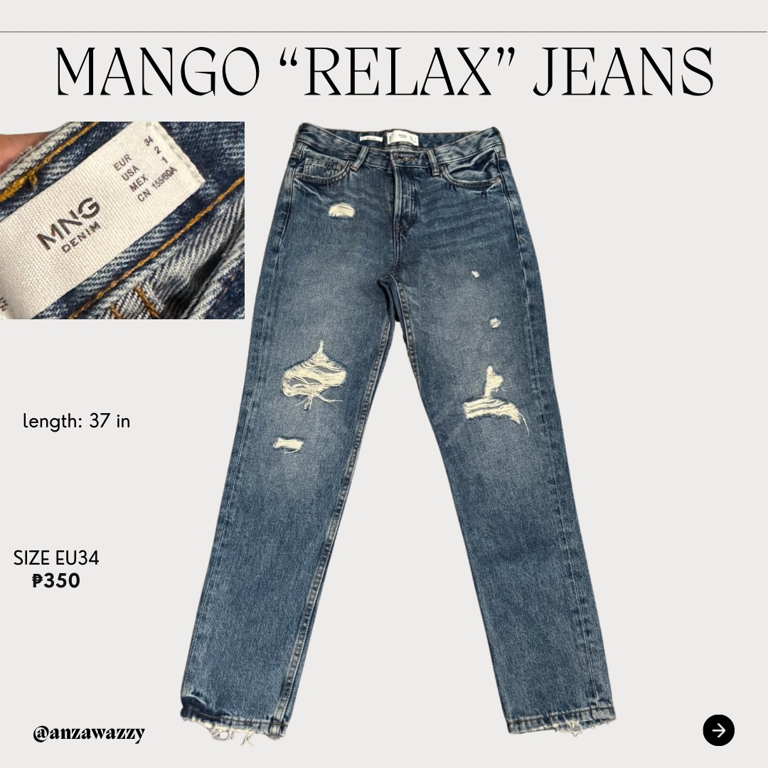 MANGO RELAX JEANS, Women's Fashion, Bottoms, Jeans on Carousell