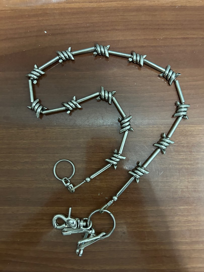Men's Biker Trucker Jean Key"Barbed Wire" Silver Wallet Chain, Men's ...