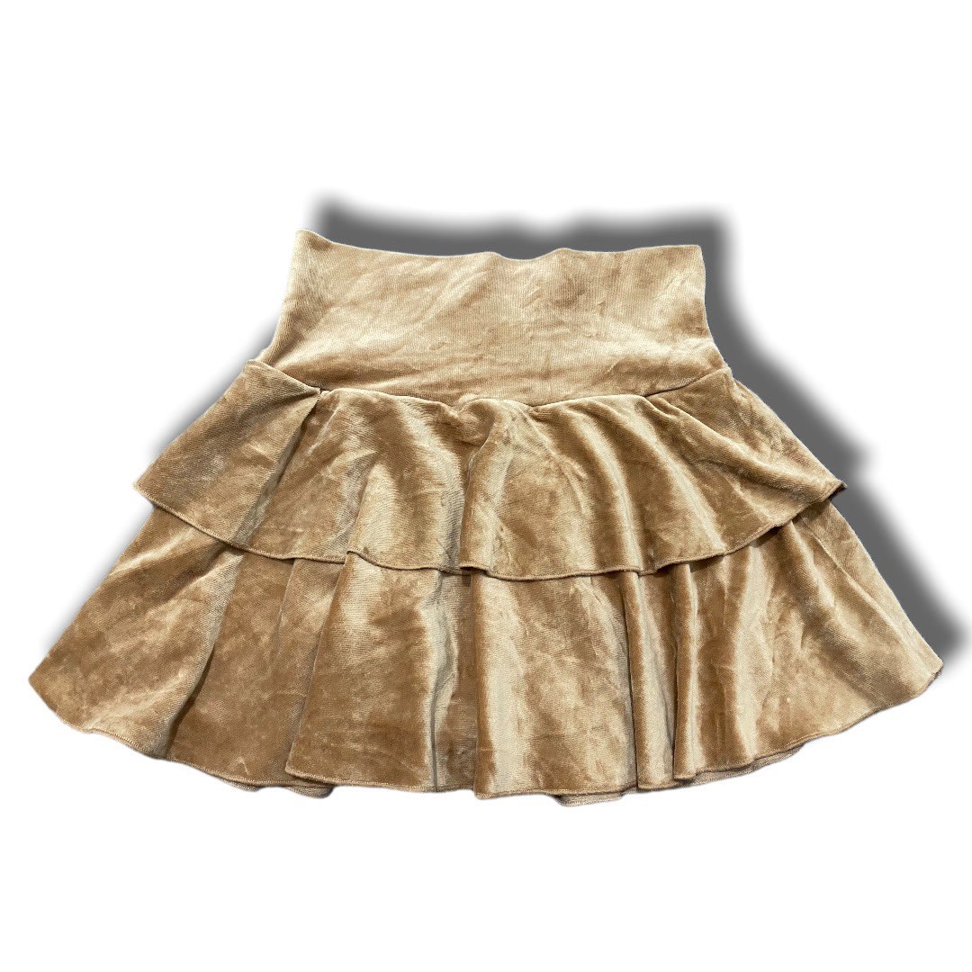 mini skirt velvet brown ruffle coquette cottagecore cute rare vintage ...