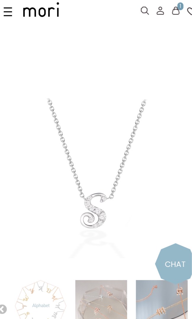 Mori alphabet diamond necklace 字母 鑽石頸鏈, 名牌, 飾物及配件 - Carousell