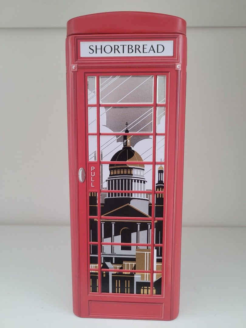 M&S London Shortbread Tin Can / Red Telephone Box Shaped, Furniture ...