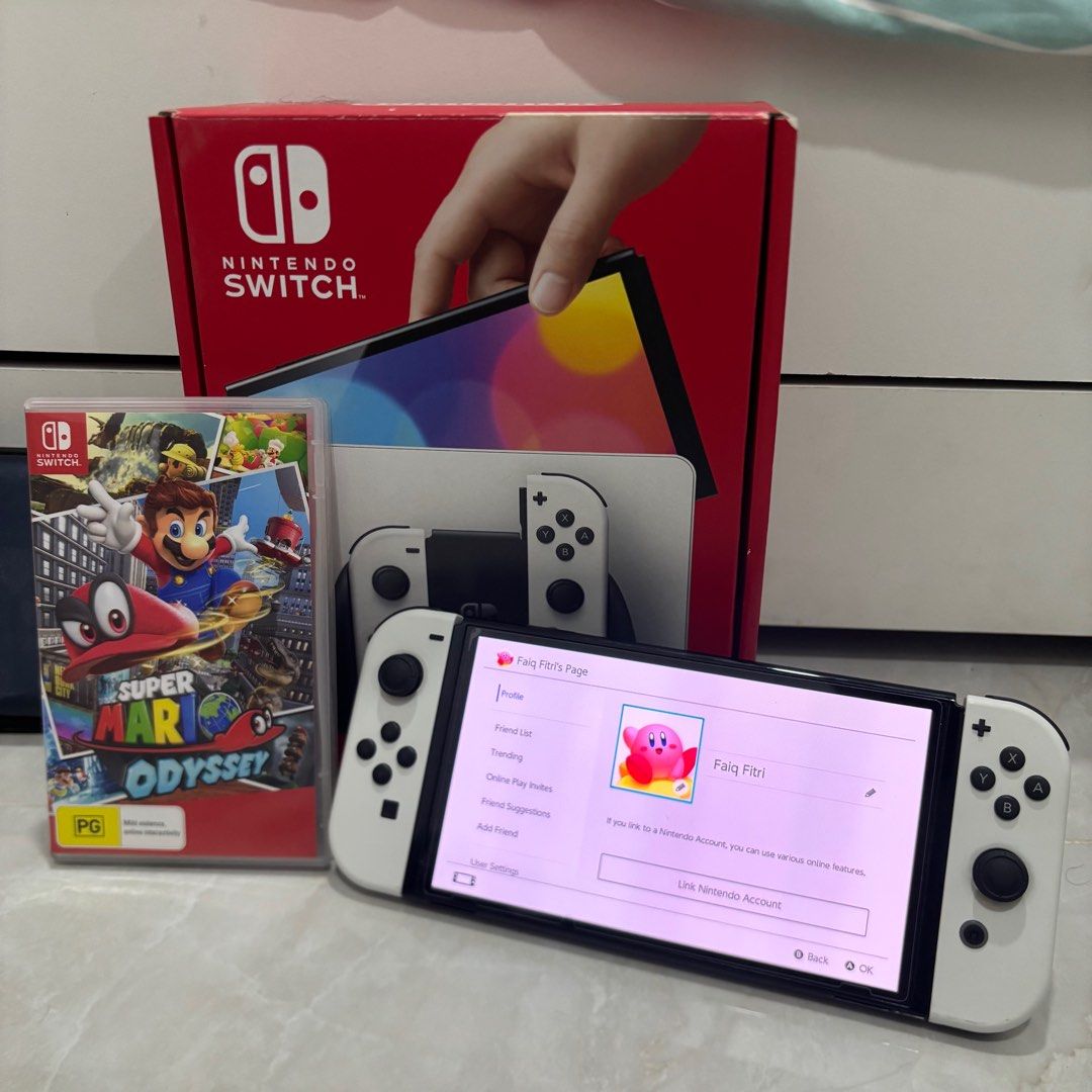 Nintendo Switch Oled White Edition + Super Mario Odyssey, Video Gaming ...