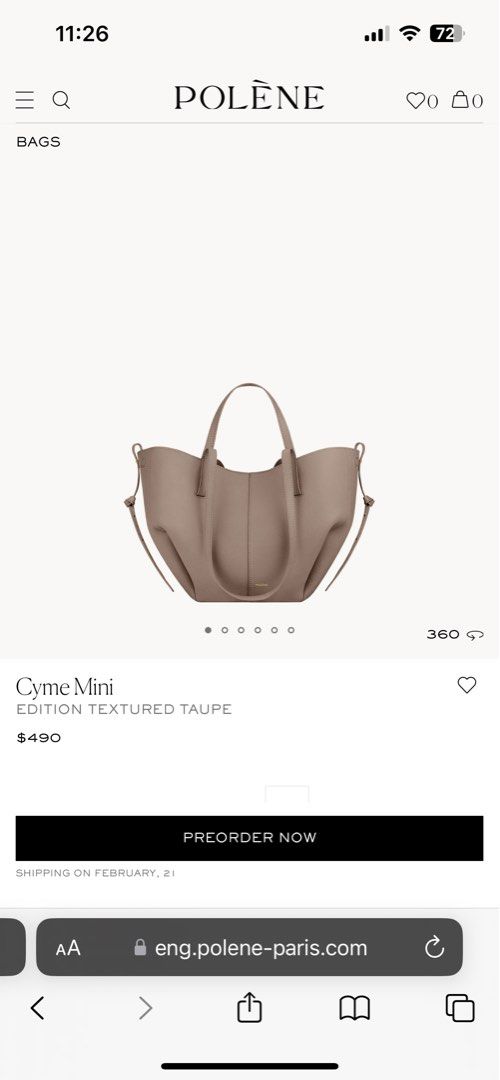 Polene Cyme Mini Taupe, Women's Fashion, Bags & Wallets, Tote Bags on ...