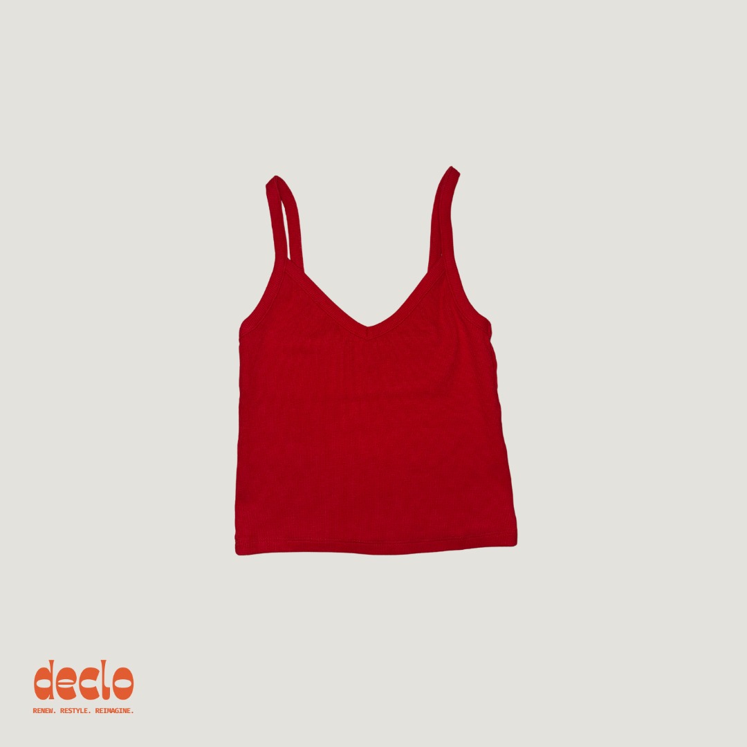 Red Ribbed Tank Top, Women's Fashion, Tops, Sleeveless on Carousell