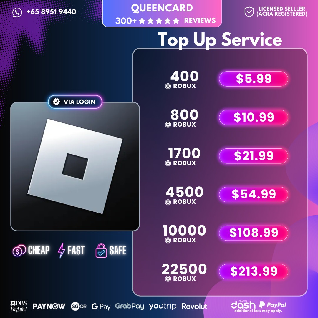 Roblox Top Up Service | CHEAP OFFICIAL ROBUX RBX BOBUX || ALL REGIONS ...