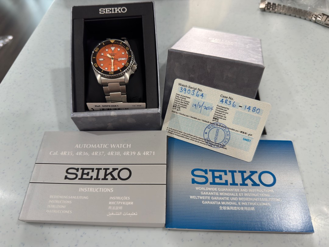 Seiko 5 Sports SRPK35K1 SKX Mini Orange, Men's Fashion, Watches ...