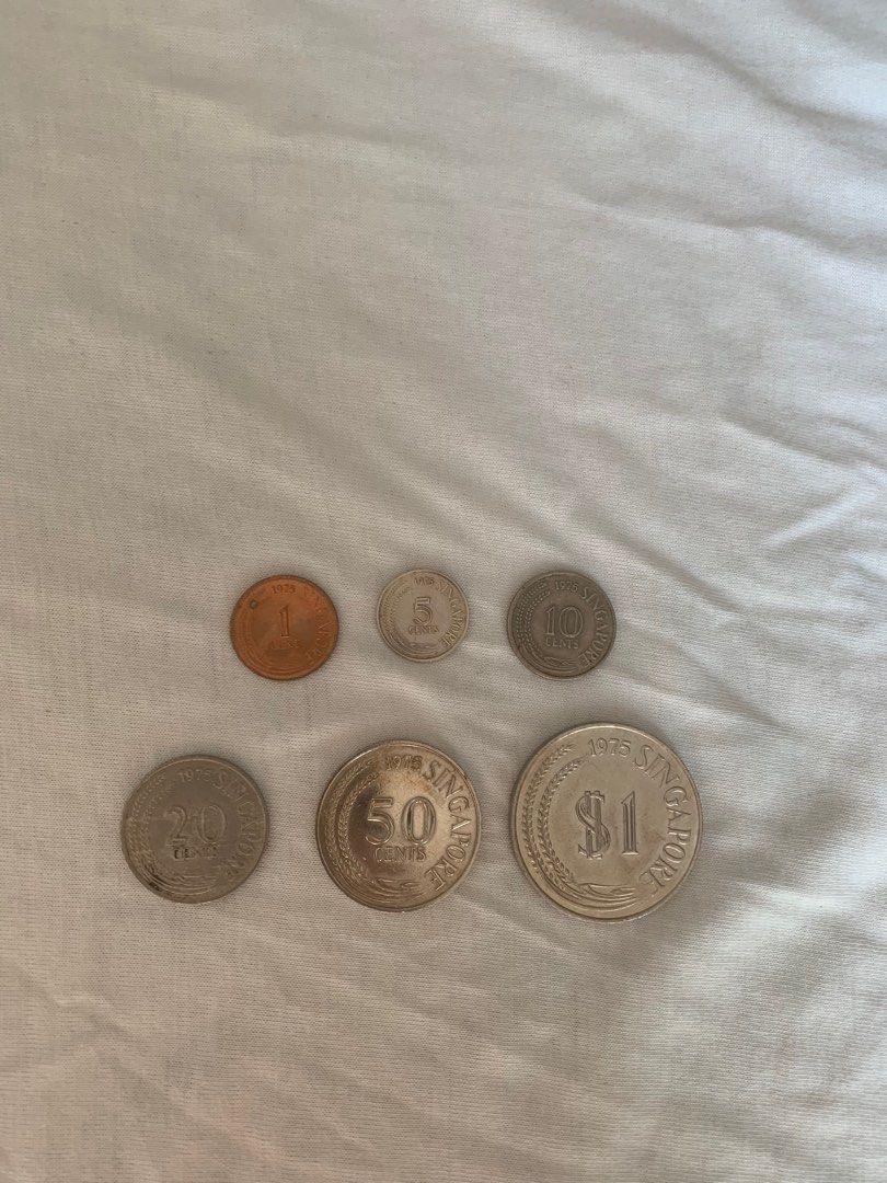 Singapore 1975 Coin Set (6 pieces 1c, 5c,10, 20c, 50c, $1), Hobbies ...
