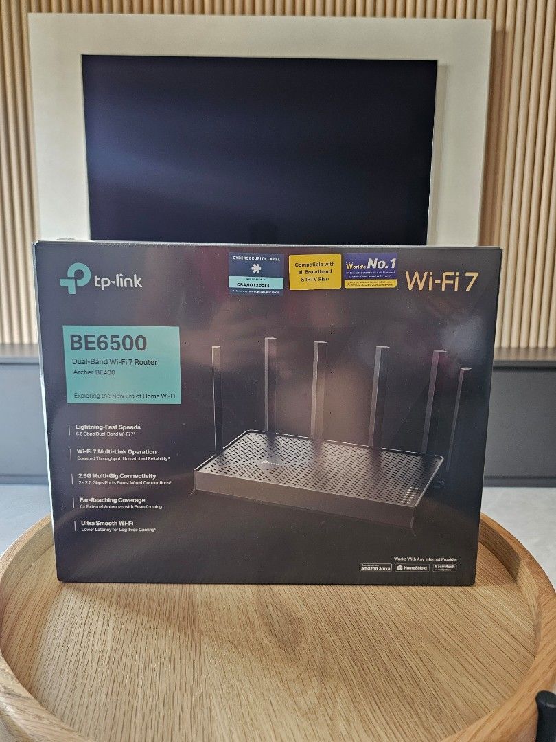 TP-link BE6500 Archer BE400 Dual-band WiFi 7 router, Computers & Tech ...