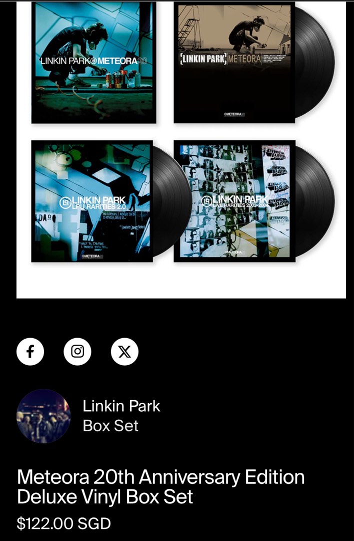 4 LP ($27 per 1LP) Vinyl Deluxe Box Linkin Park Meteora 20th ...