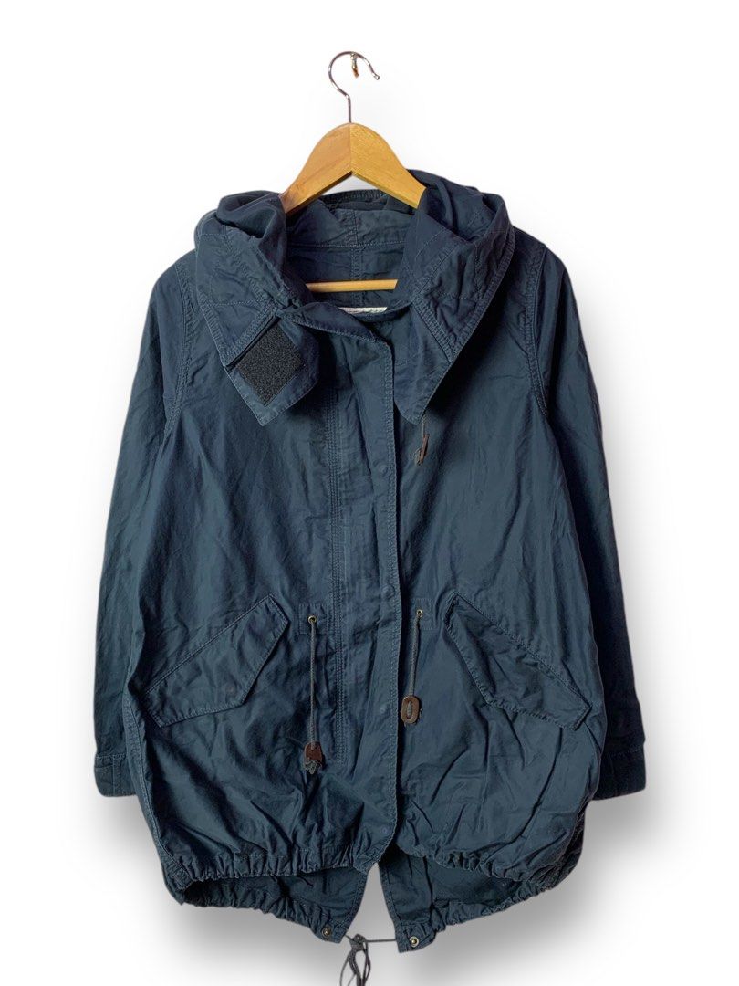 ADAM ET ROPE FISHTAIL NAVY PARKA WITH HOODIE, Men's Fashion, Coats ...