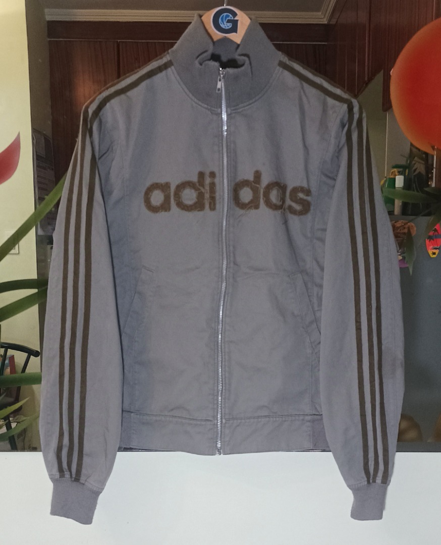 Adidas Spell Out Patch Logo Full Zip Cotton Jacket, Men's Fashion ...