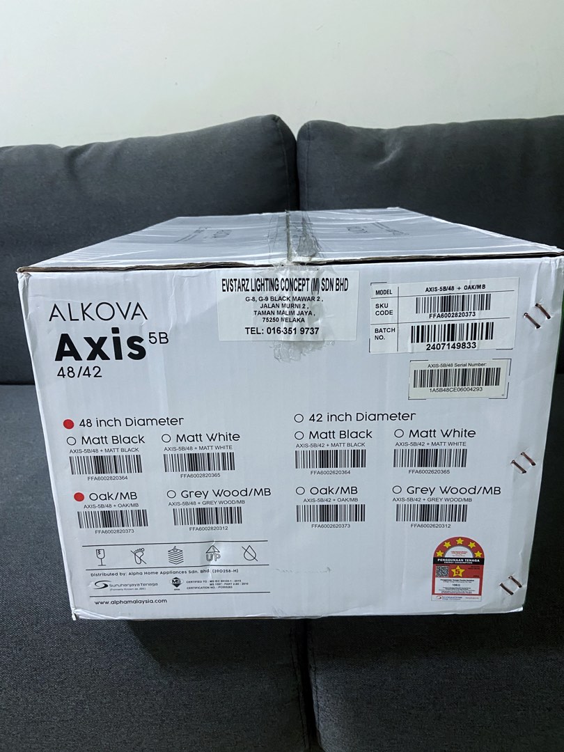 Alpha Alkova Axis 48inch Oak Ceiling Fan, Furniture & Home Living ...