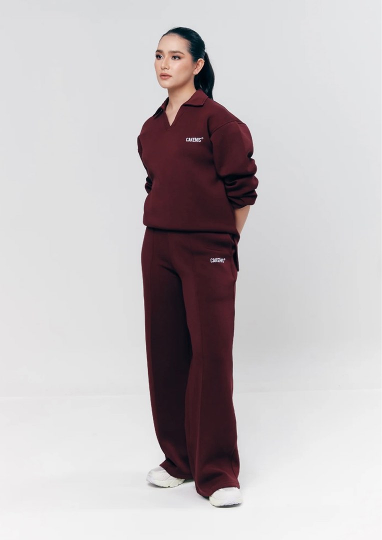 Cakenis Hailey Set Maroon S Womens Fashion Activewear On Carousell