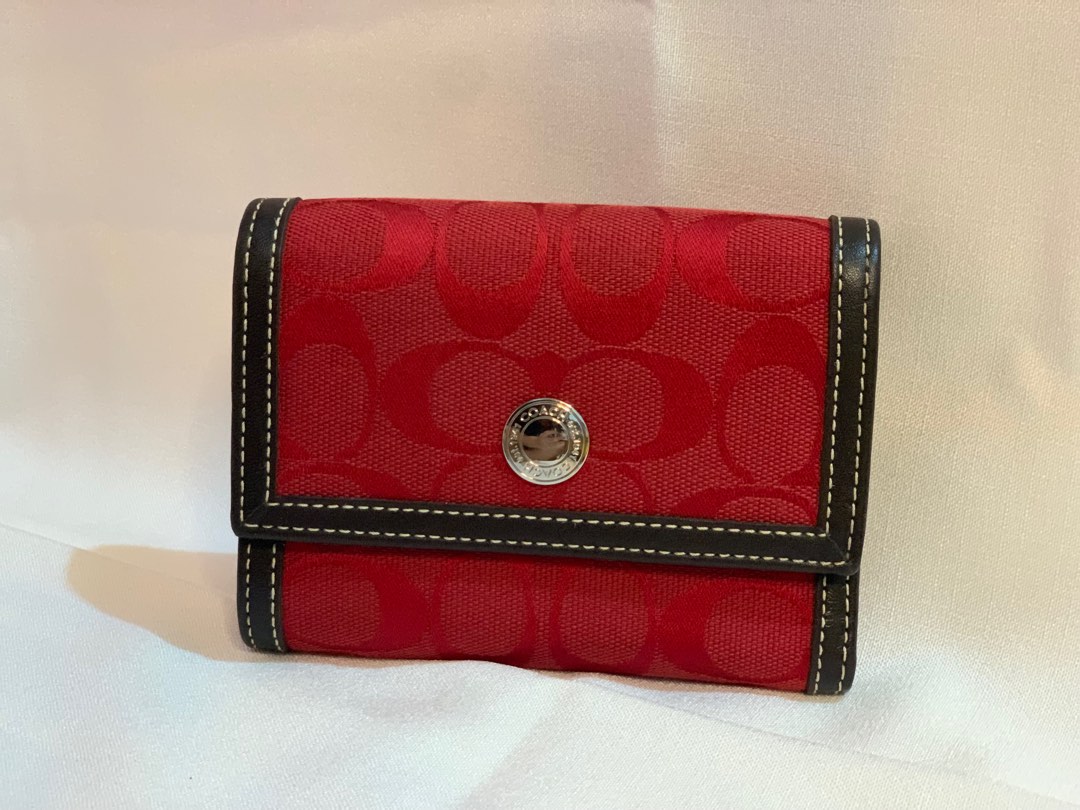 Coach Hampton Signature Trifold Red Wallet, Women's Fashion, Bags ...